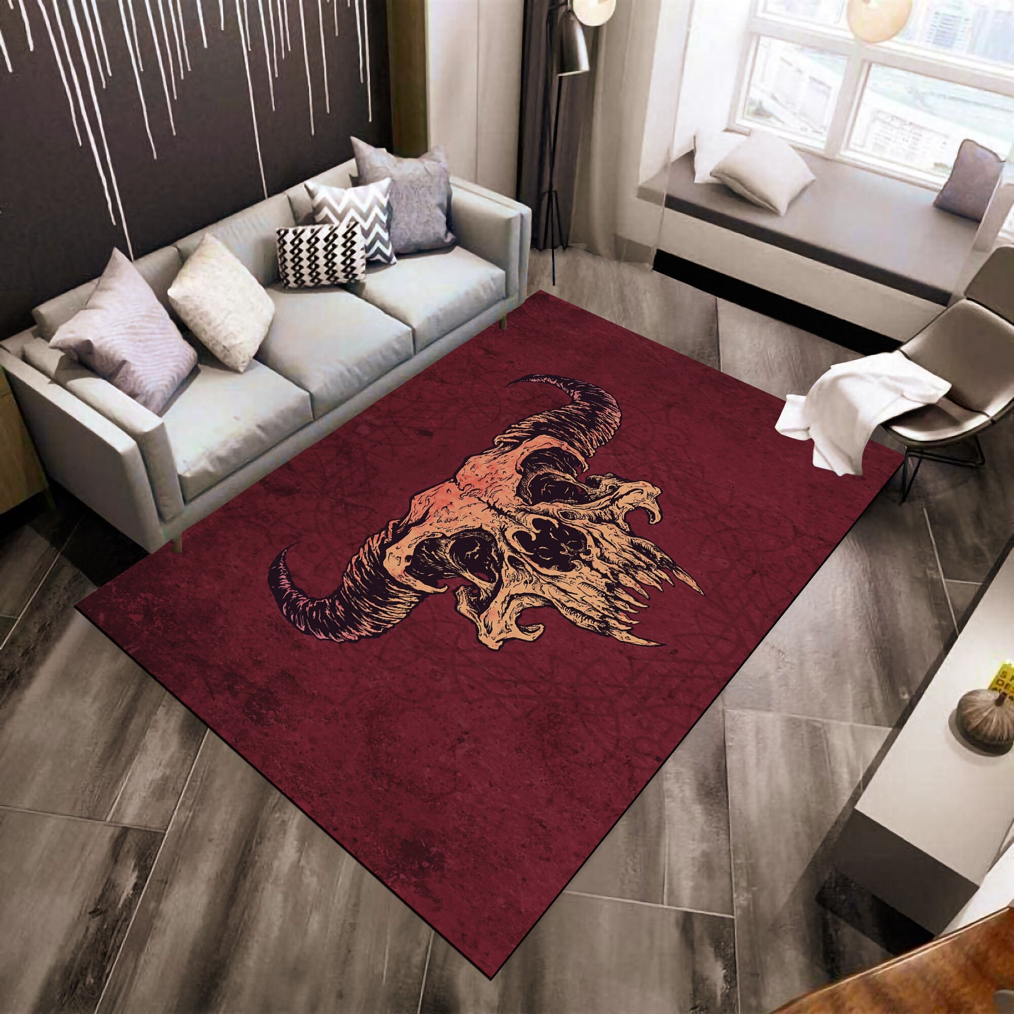 Satanic Rug, Demon Rug, Gothic Rug, Skull Rug, Horror Decor,art Rug ...