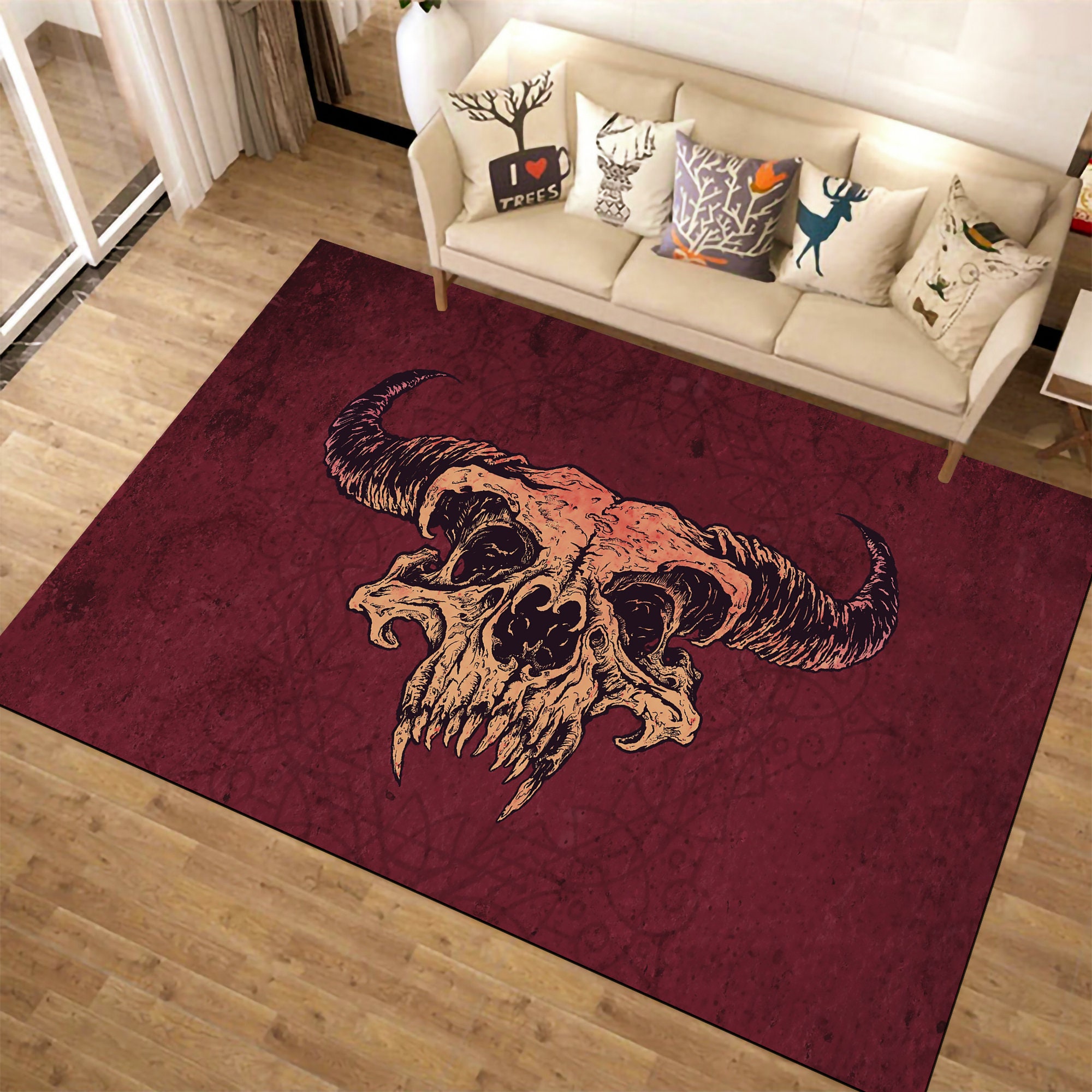 Satanic Rug, Demon Rug, Gothic Rug, Skull Rug, Horror Decor,art Rug ...