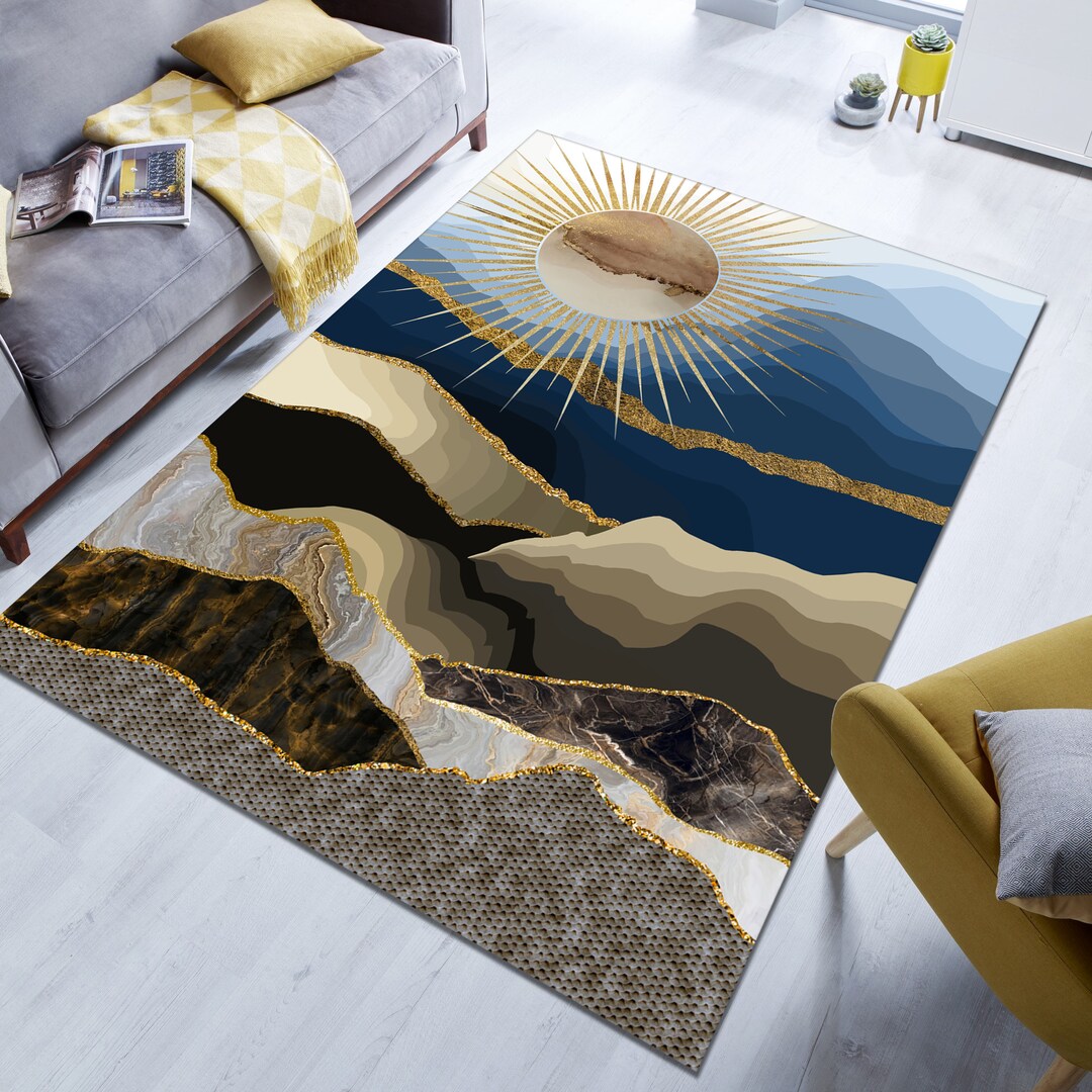 Abstract Sun Rug, Art Design Rug, Living Room Rug, Modern Rug, Non-slip ...