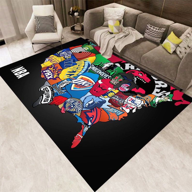 Nba Map Rug,basketball Rug ,teams Rug, NBA Rug ,custom Rug, Minimalist ...