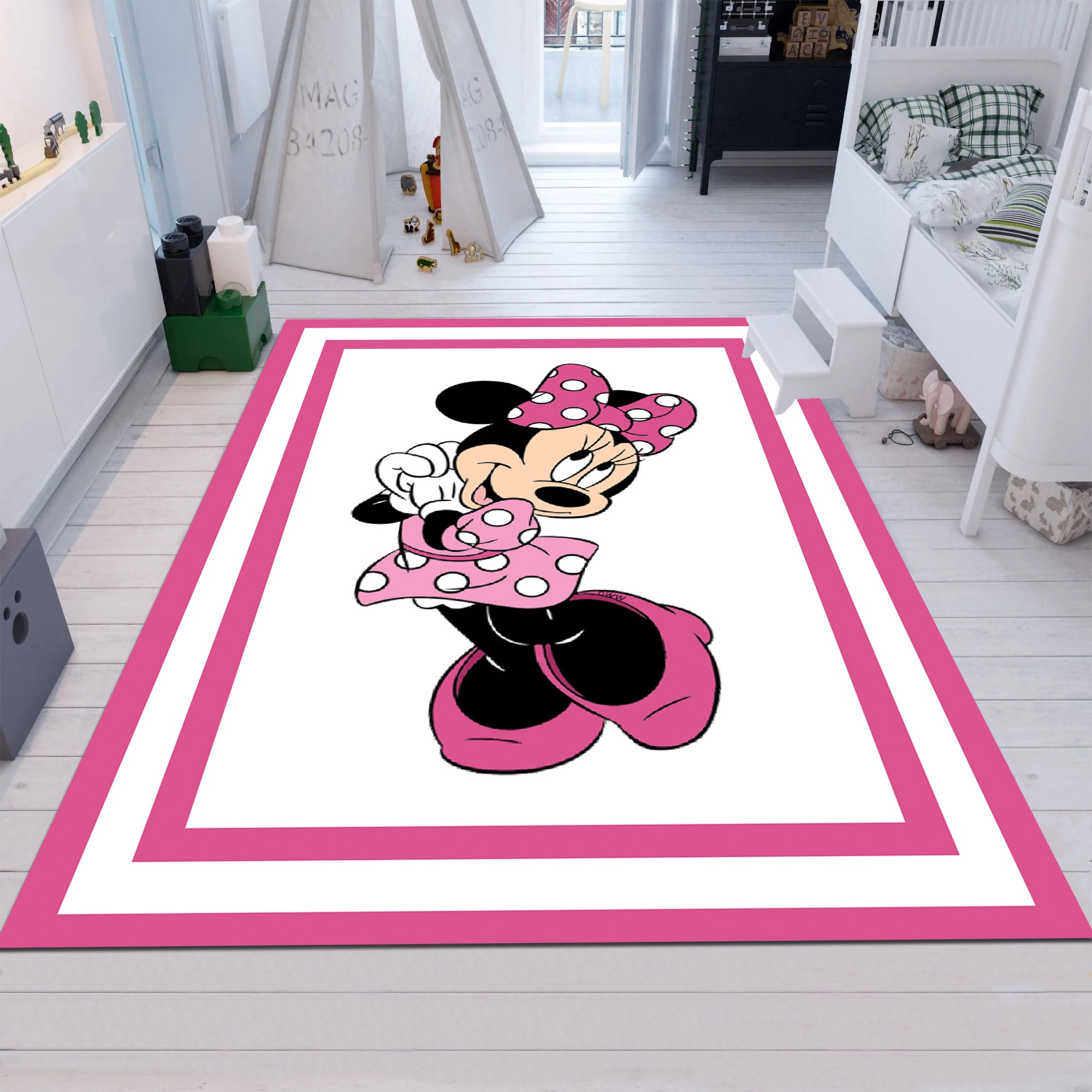 Minnie Mouse Rugnursery Rug Kids Rug Minimalist Rug Custom - Etsy