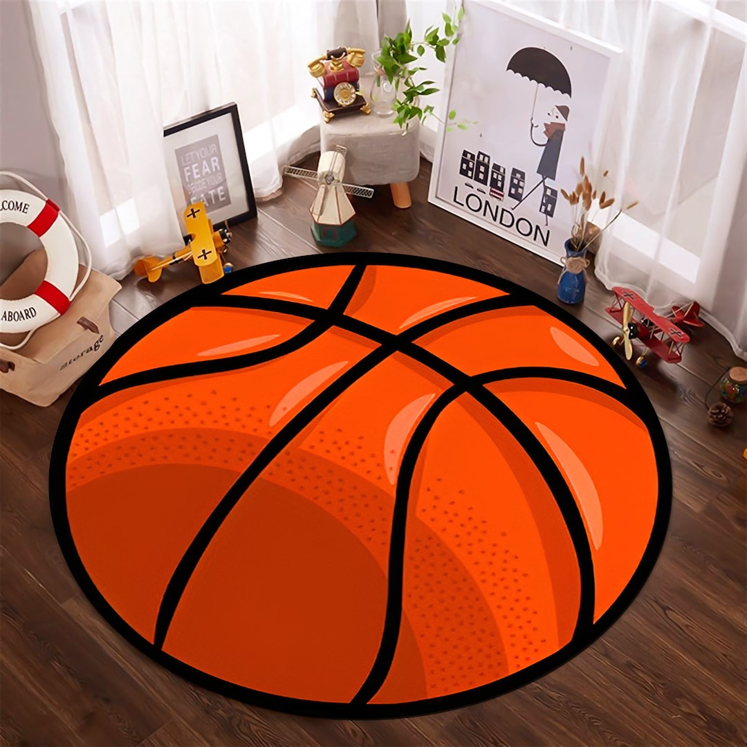 Basketball Ball Rug, Round Rug, Sports Rug, NBA Fan, Modern Rug ...