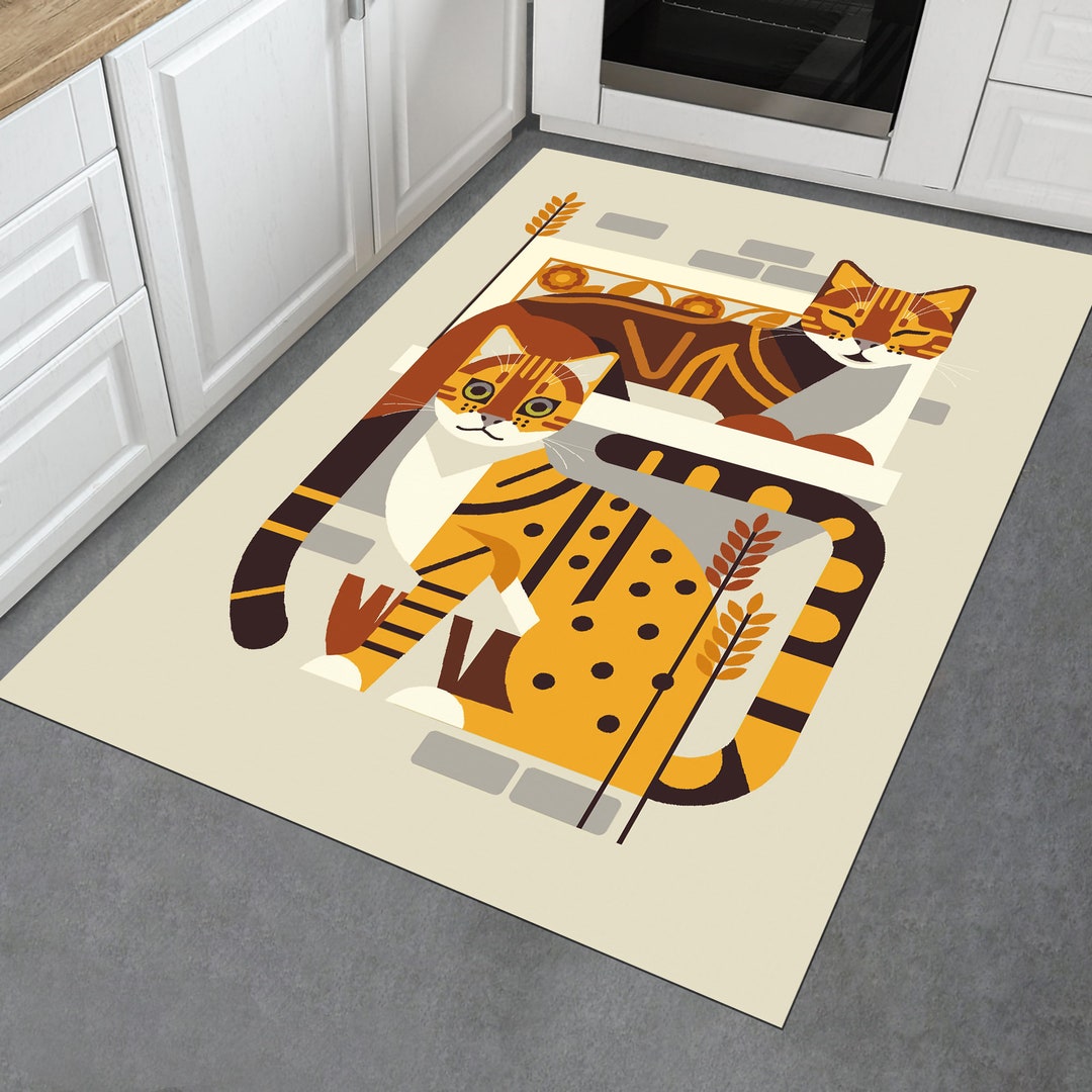 Cats Design Rug, Kitchen Rug, Non-slip Kitchen Rug, Washable Kitchen ...