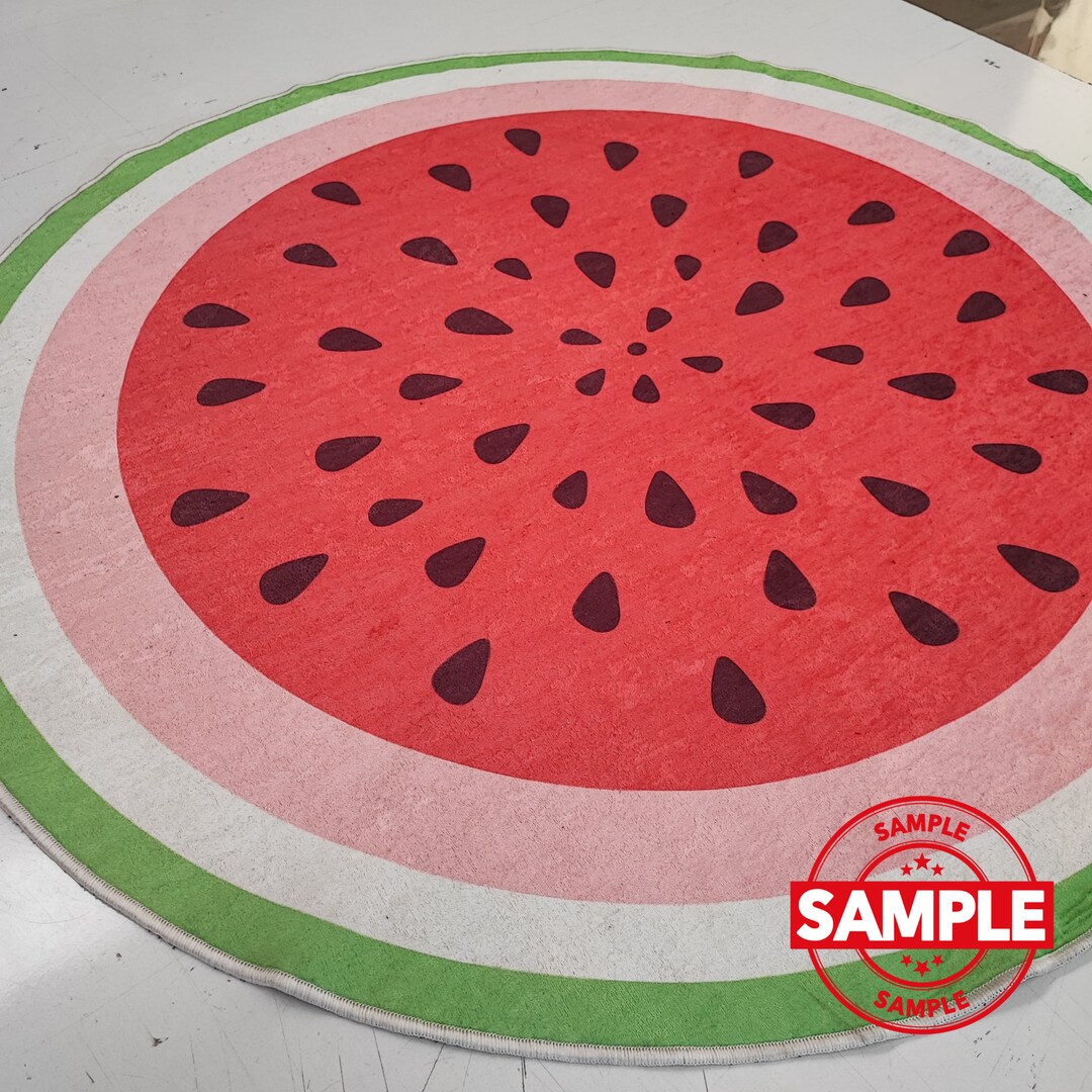 Watermelon Rug, Round Rug, Watermelon Design Rug, Fruit Décor, Kitchen ...