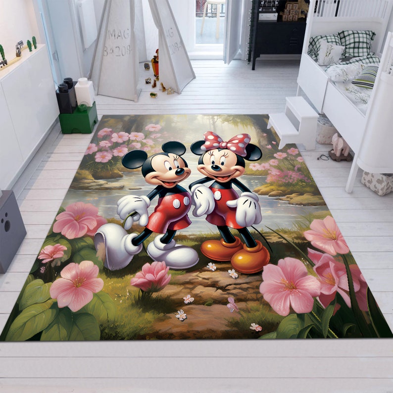 Mickey Mouse Rug, Minnie Mouse Rug, Kids Rug, Minimalist Rug, Custom ...