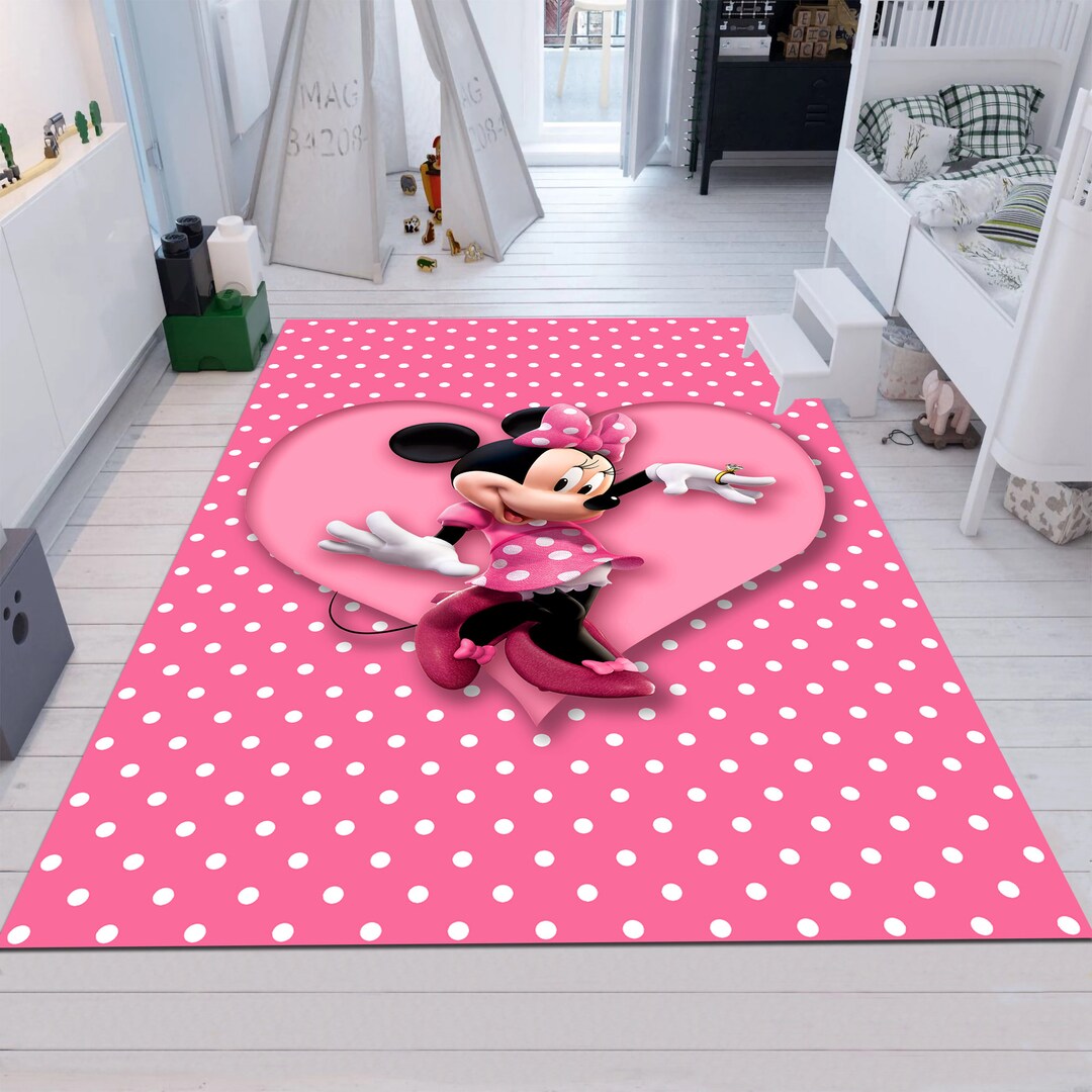 Minnie Mouse Rug,nursery Rug, Pink Rug, Minimalist Rug, Custom Rug ...