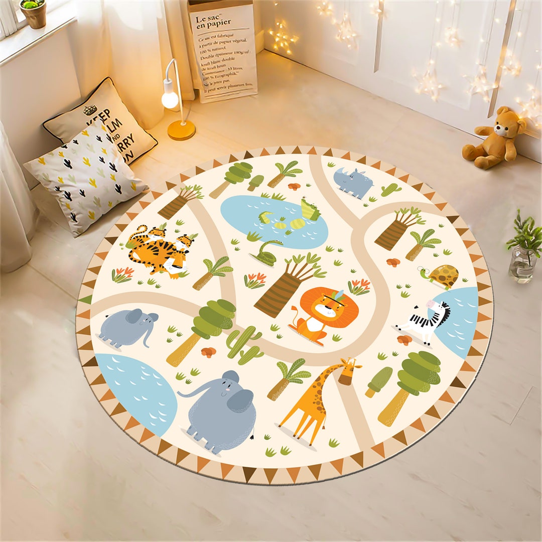 Map Rug,round Rug,nursery Rug, Kids Rug, Minimalist Rug, Custom Rug ...
