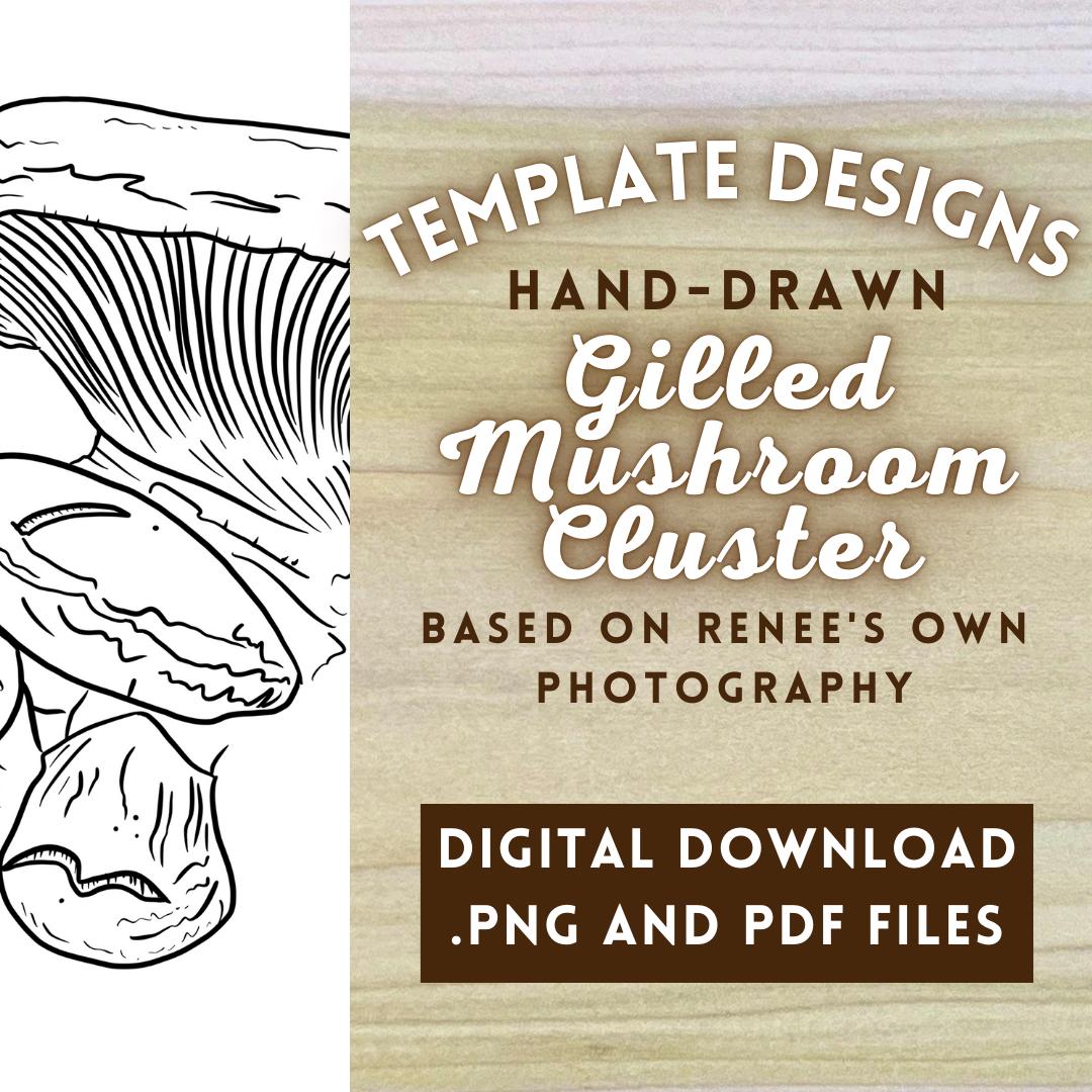 Gilled Mushrooms PNG Digital File // Art Pattern, Pyrography Template ...