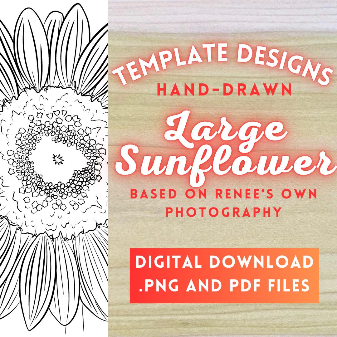 Large Sunflower PNG Digital File // Art Pattern, Pyrography Template ...