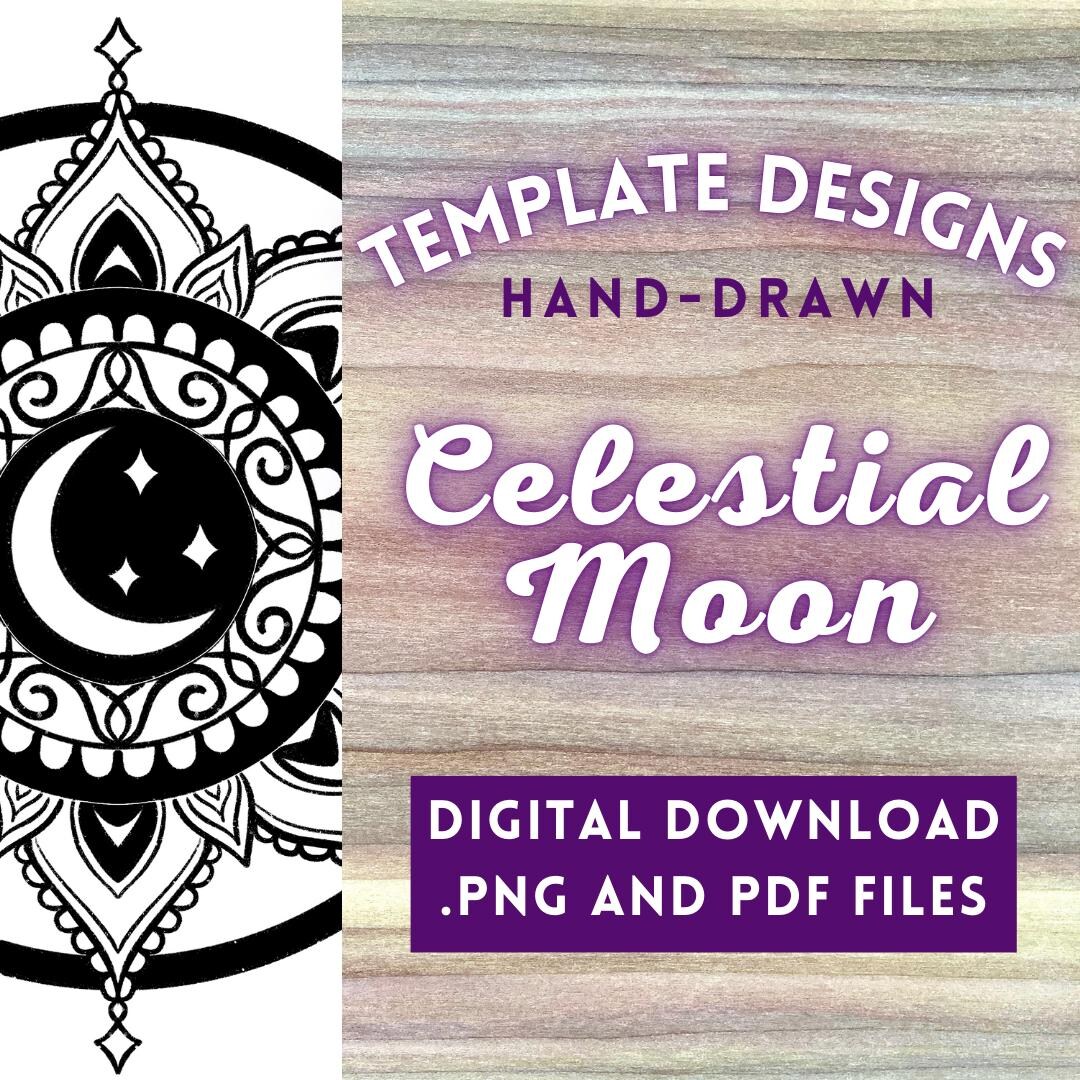 Celestial Moon and Stars Mandala Radial Design PNG Digital File // Art ...
