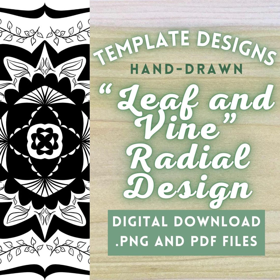 Leaf and Vine Mandala Radial Design PNG Digital File // Art Pattern ...