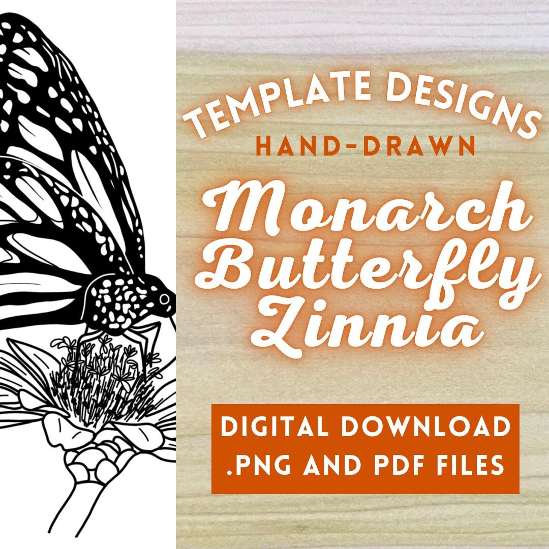 Monarch Butterfly on Zinnia Flower PNG Digital File // Art Pattern ...