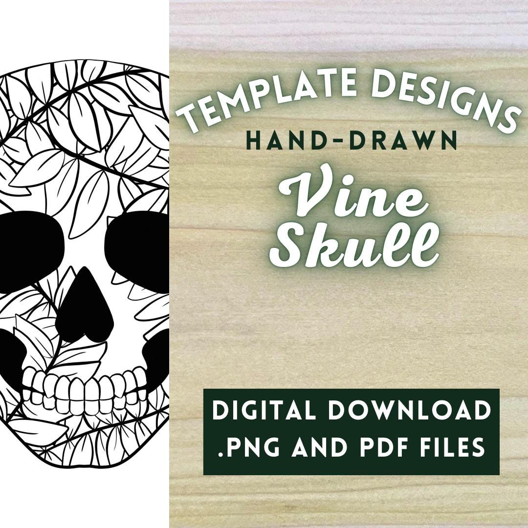 Jungle Vine Sugar Skull PNG Digital File // Art Pattern, Pyrography ...