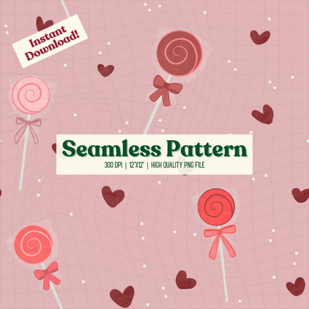 Swirly Candy Lollipops Seamless Repeating Pattern 300 DPI PNG Instant ...