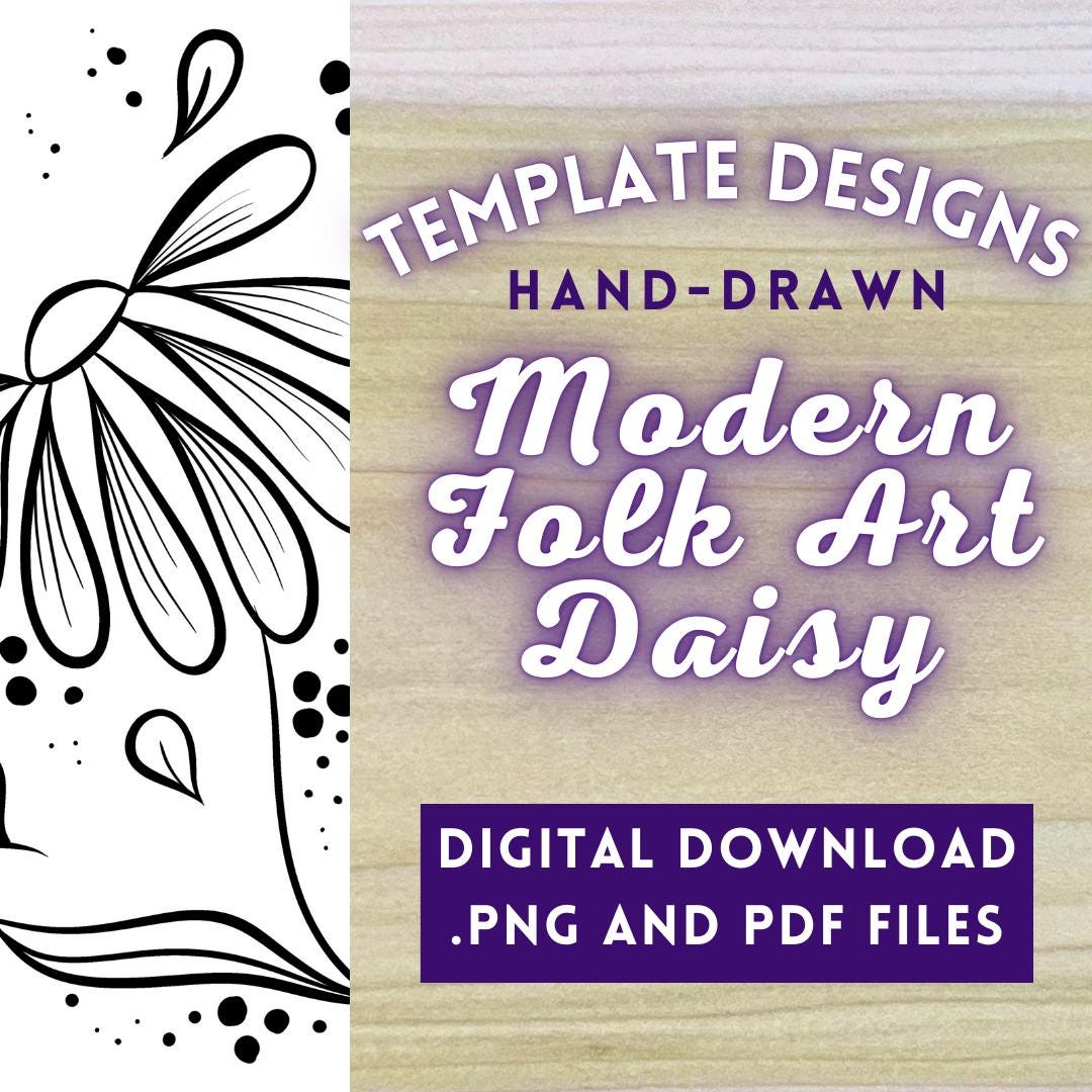 Modern Folk Art Daisy PNG Digital File // Art Pattern, Pyrography ...