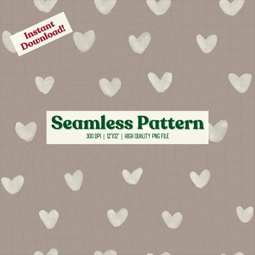 Ivory Hearts Seamless Repeating Pattern 300 DPI PNG Instant Digital ...