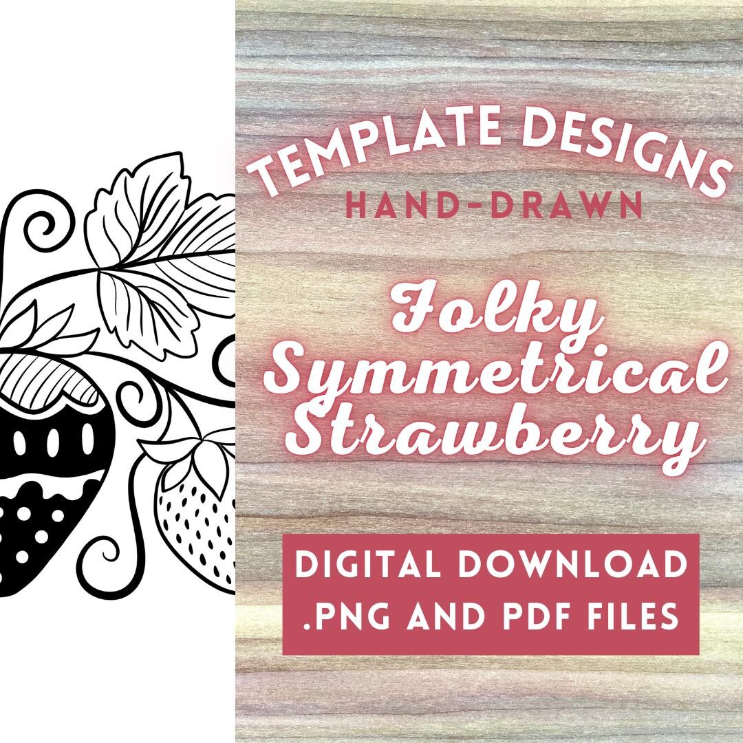 Folky Strawberries PNG Digital File // Art Patterns, Pyrography ...