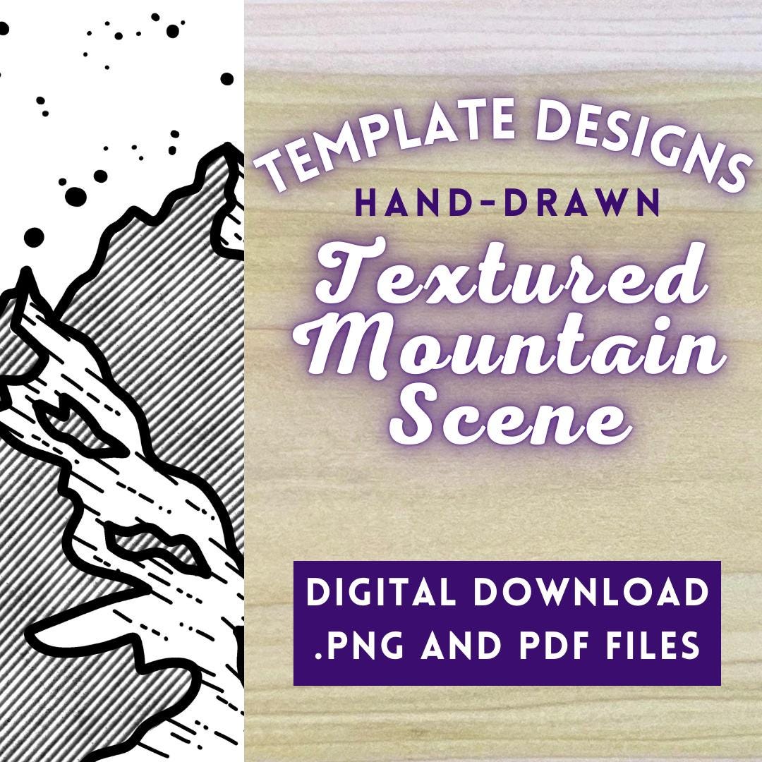 Textured Mountain Scene PNG Digital File // Art Pattern, Pyrography ...