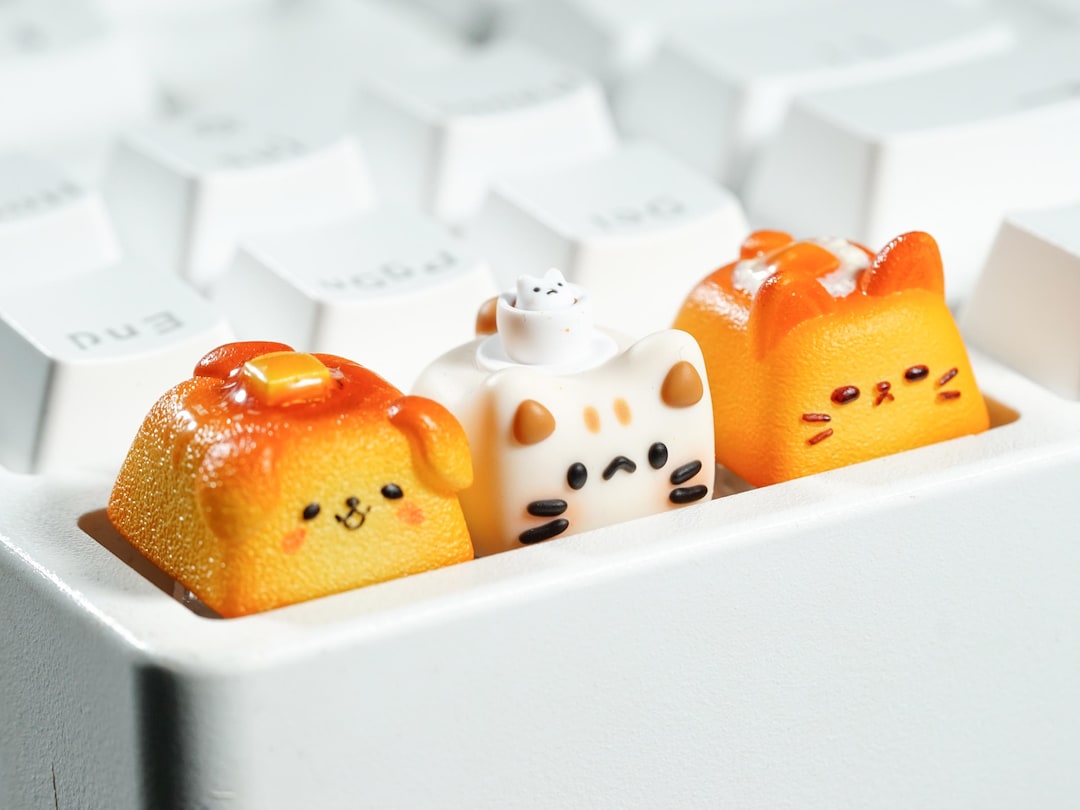 Cute Cake Keycap, Kawaii Animal Dessert Keycap Set - Butter Dog, Café ...