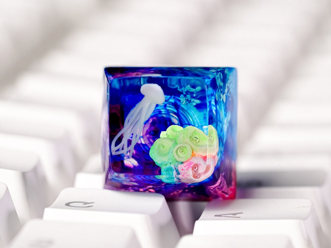 Jellyfish Keycap, Ocean Keycap, Coral Keycap, Artisan Keycap, Keycap ...