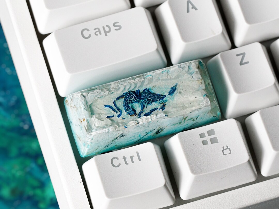 Dinosaur Fossil Keycap, Blue Dinosaur Shift Keycap, Artisan Keycap, Keycap for MX Cherry ...