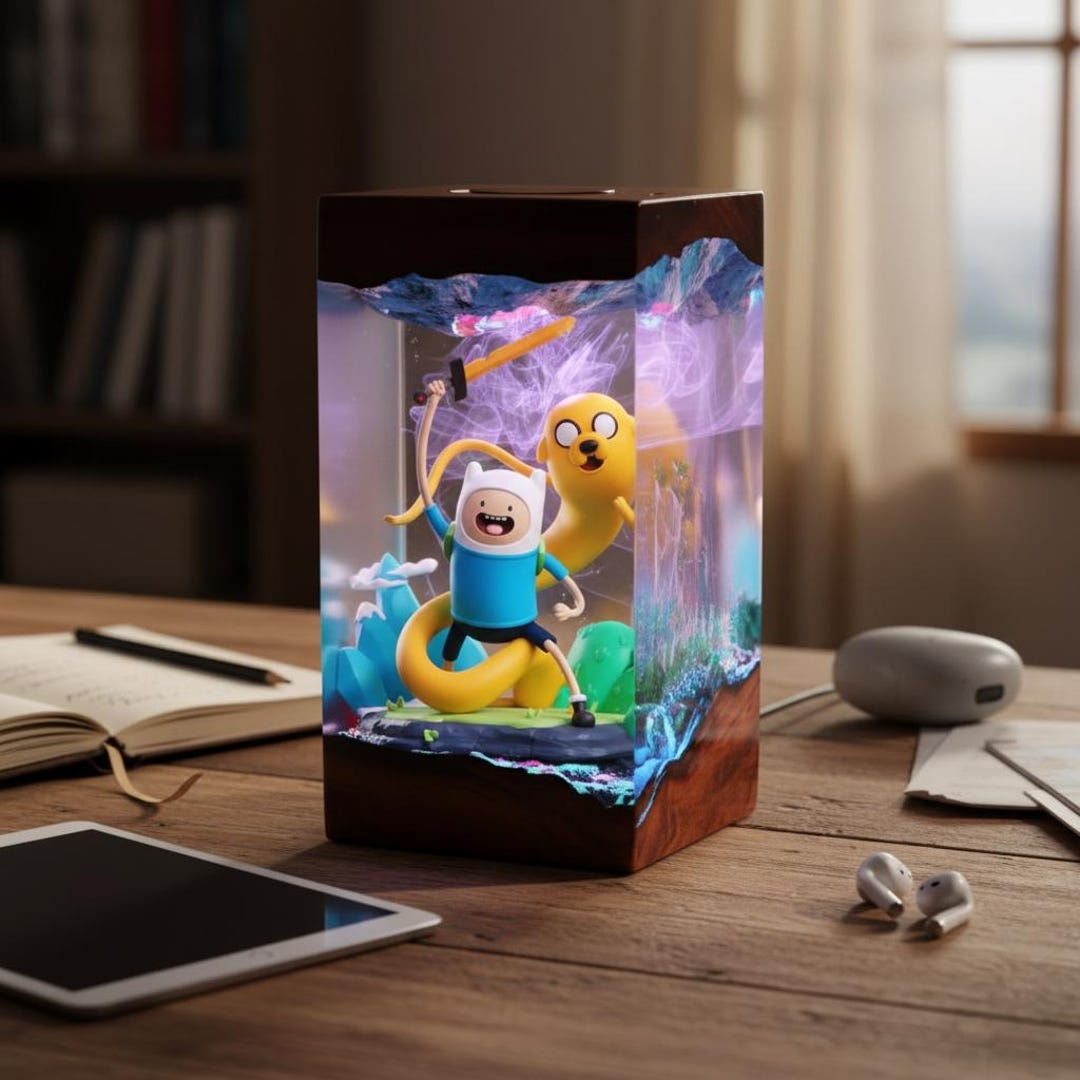 F.ii.n and Ja.ke Adventure Time Resin Lamp, Handmade Resin Night Light ...