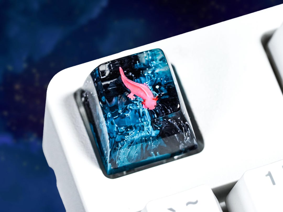 Axolotl Fish in Ocean Keycap, Artisan Keycap, Custom Keycap, Resin ...