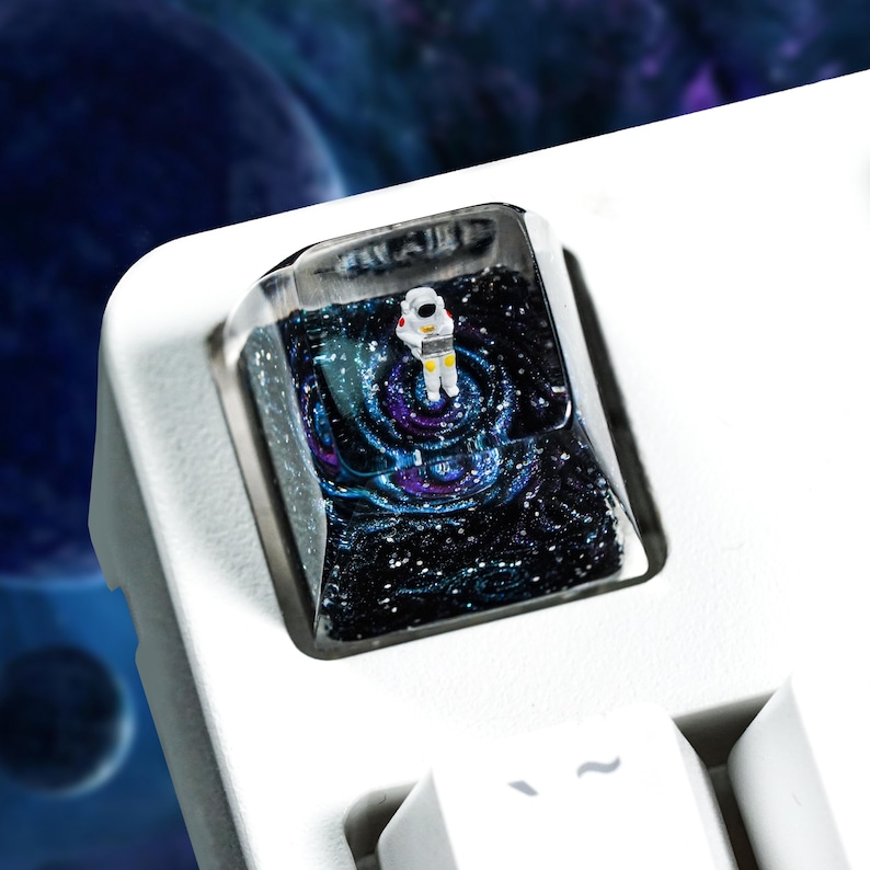 Astronaut Working Keycap, Galaxy Resin Keycap for Cherry MX, Handmade ...