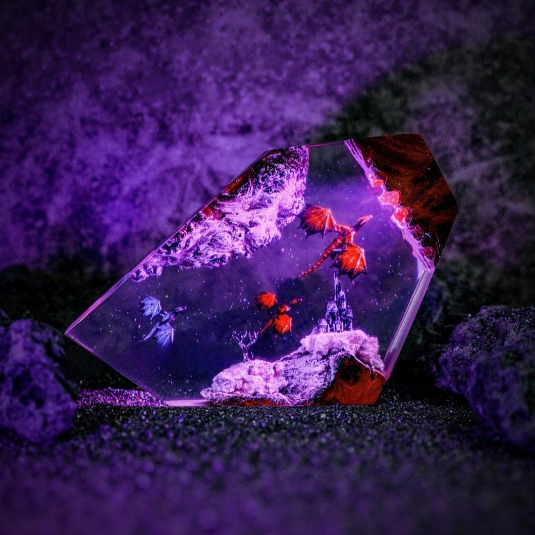Dragon Diorama Resin Lamp, Handmade Fantasy Night Light – Mystical Fire ...