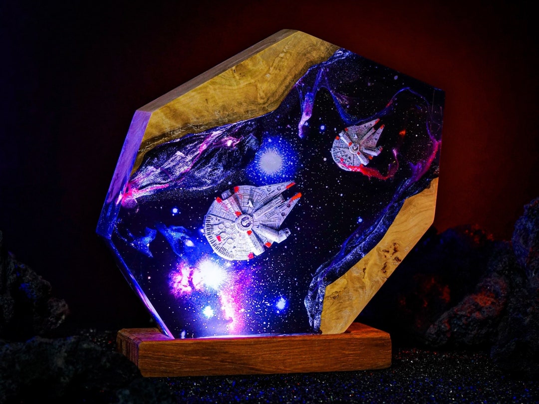 Spaceship Resin Lamp, Universe Night Light, Galaxy Diorama Lamp, Epoxy ...
