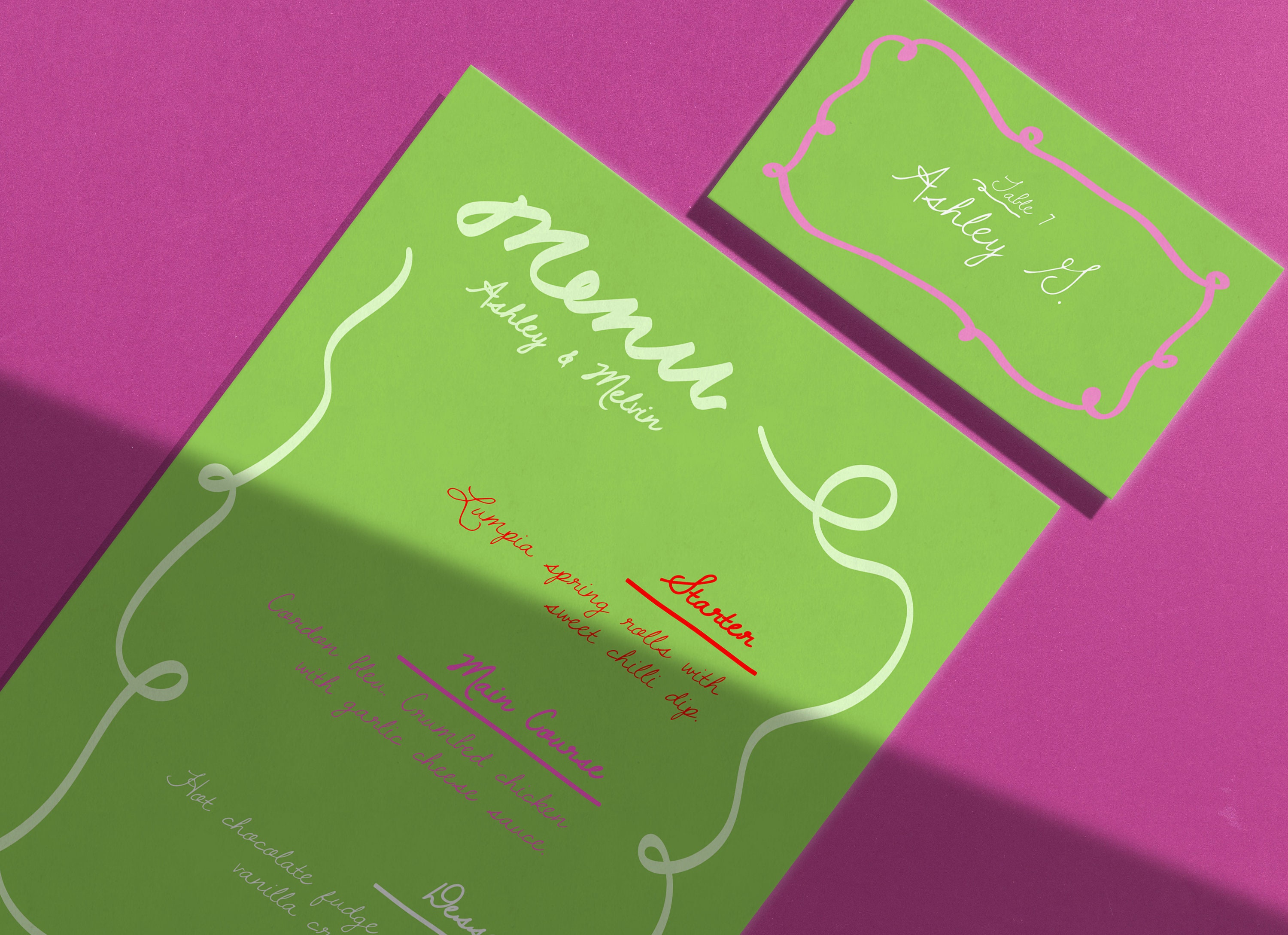 Handwritten Twirly Menu Template, Fun Colorful Reception, Editable ...