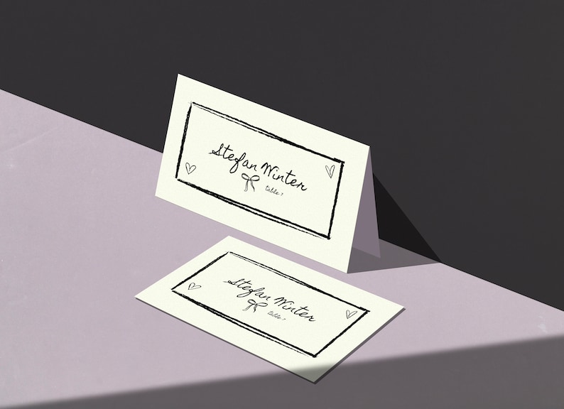 Hand Drawn Table Place Card Template, Fun Artsy Reception Place Setting ...