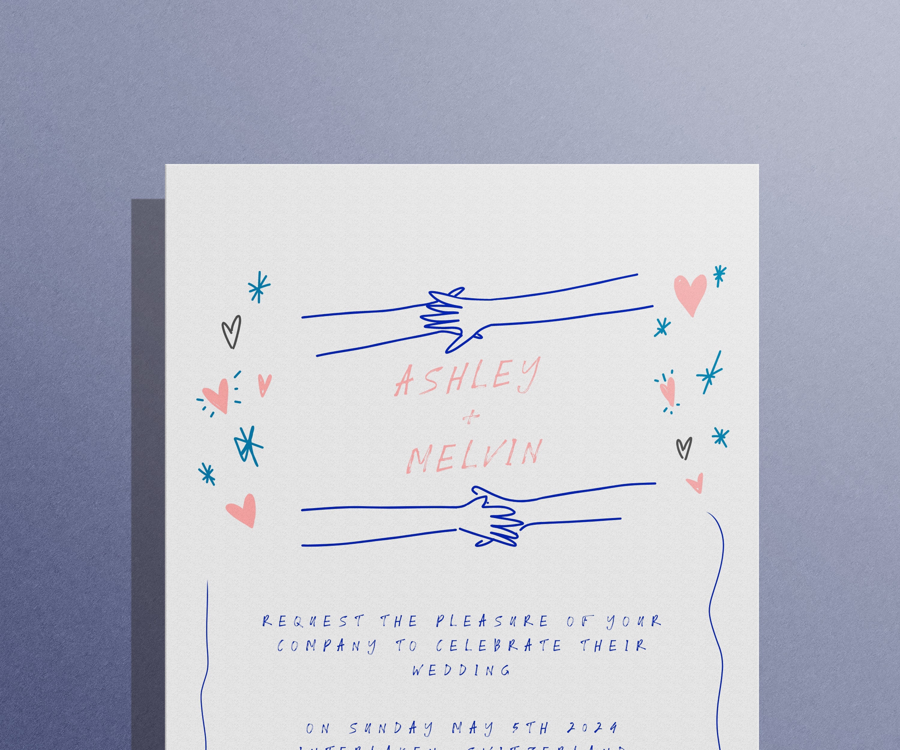 Whimsical Wedding Invitation Template, Handwritten, Hand Drawn ...