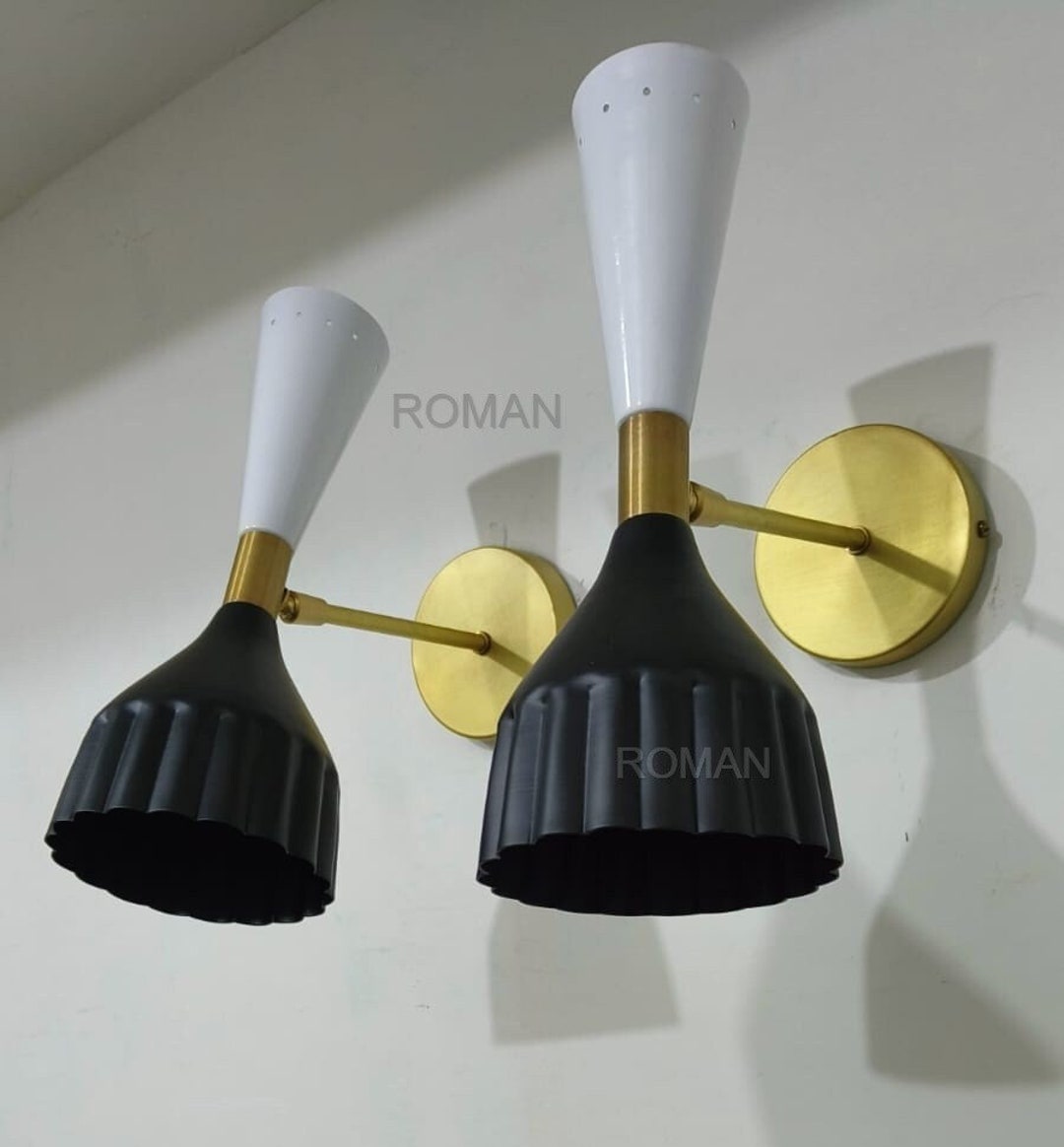 Mid Century 1950's Wall Scone Brass Light Wall Lamp Stilnovo Style Home ...