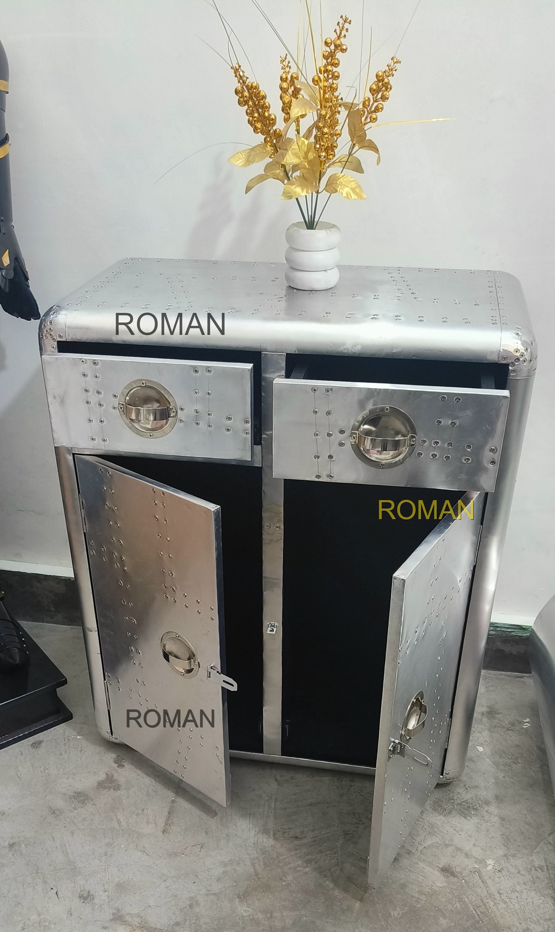 Aviator Sideboard Two Door & Two Drawer Aluminium, Aviator Furniture ...