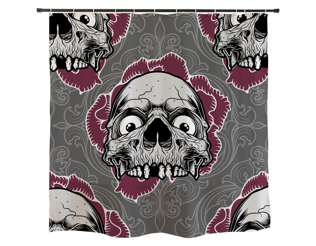 Skull Skeleton Shower Curtainbone Rose Shower Curtain - Etsy