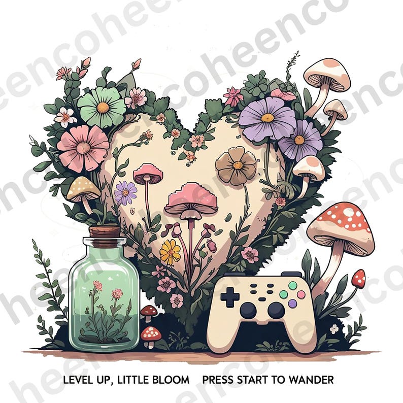 Cottagecore Gamer Aesthetic PNG & JPG Whimsical Floral Gaming Art ...