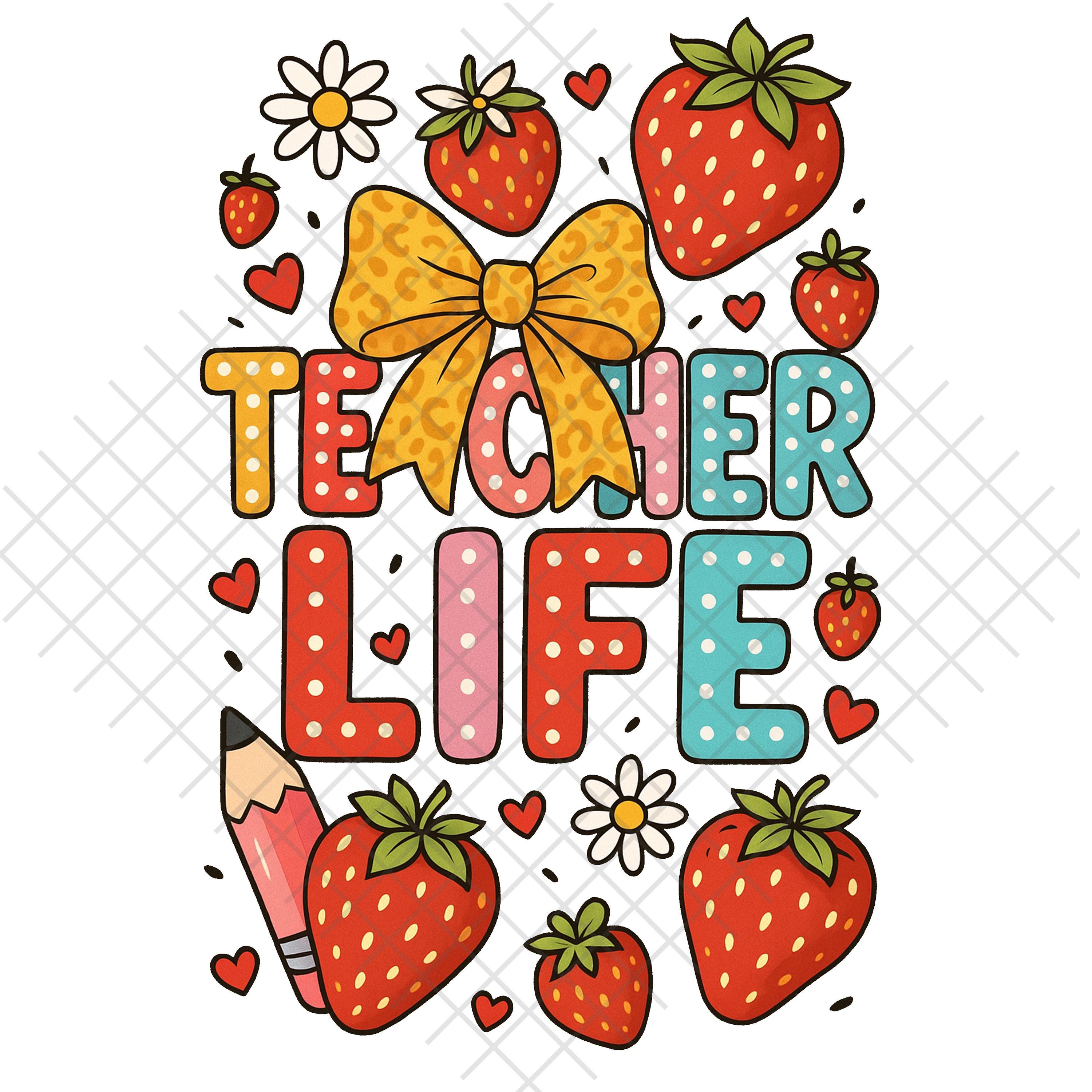 Teacher Life PNG | Fun School Design With Pencil and Fruit, Whimsical ...