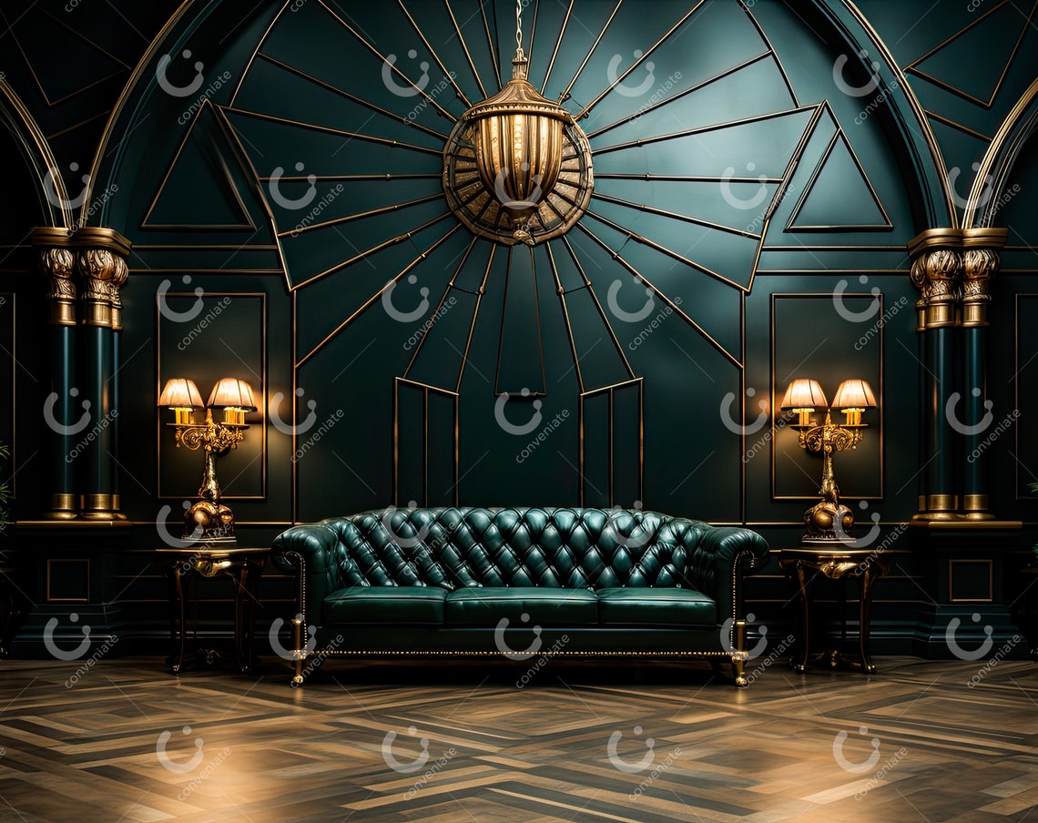 Art Deco Hotel Lobby Backdrops: Vintage Photography (PNG Digital ...