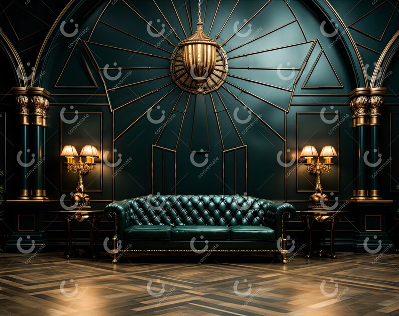 Art Deco Hotel Lobby Backdrops: Vintage Photography (PNG Digital ...