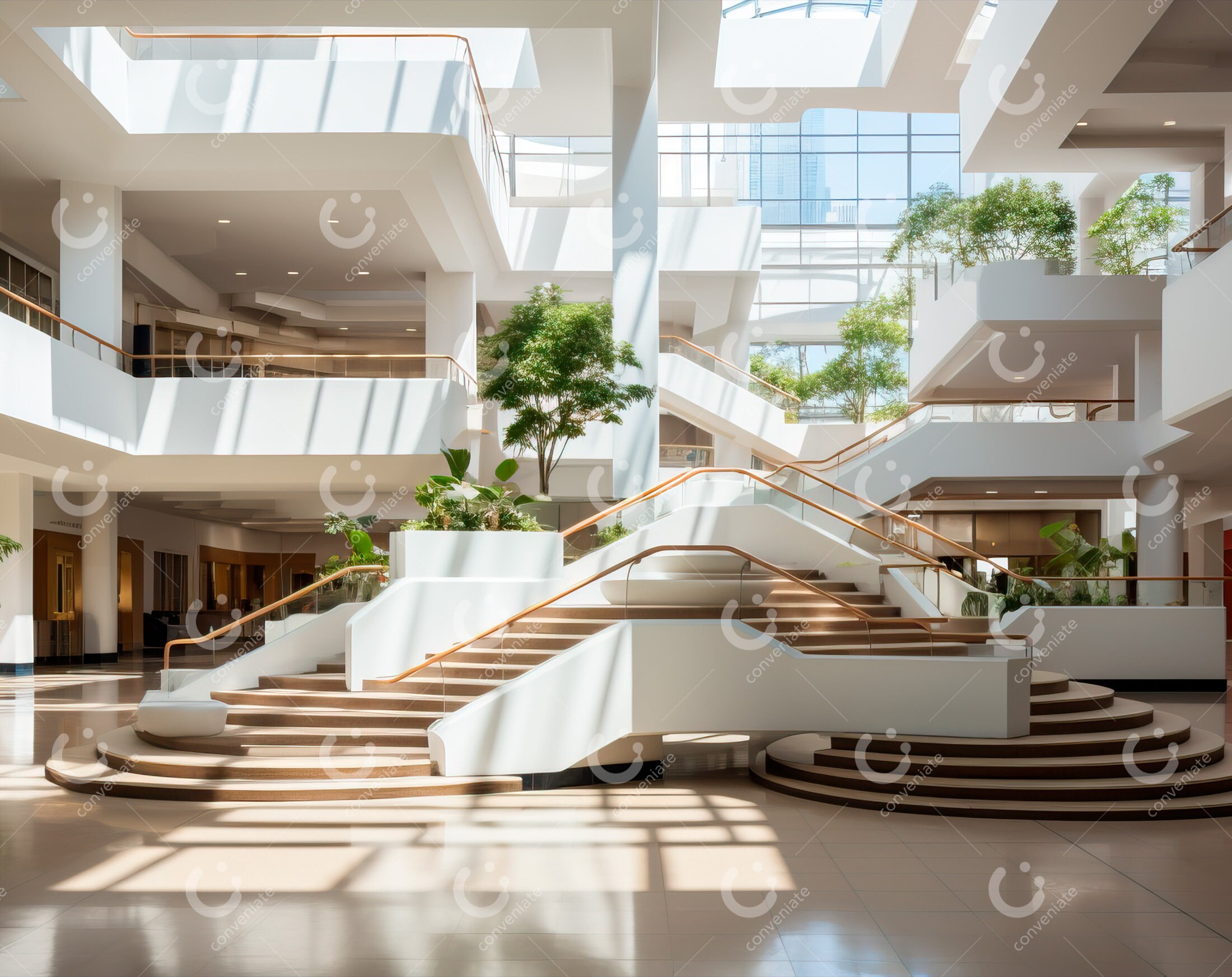 Modern Atrium Photography Backdrop: Office Lobby Digital Image ...