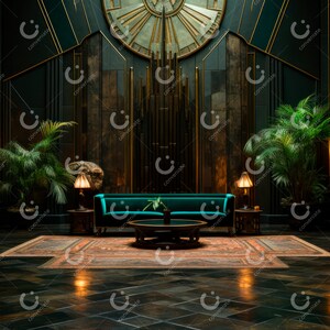 Art Deco Hotel Lobby Backdrops: Vintage Photography (PNG Digital ...