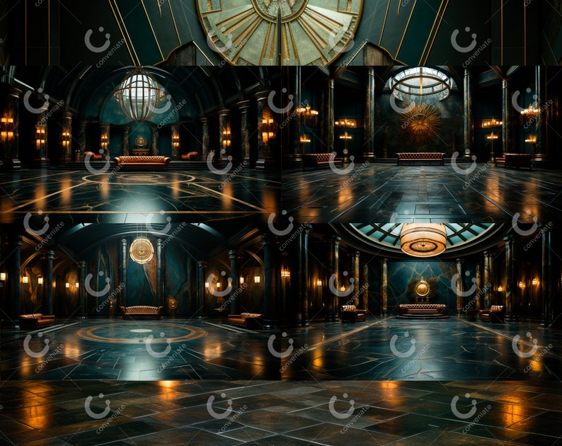 Art Deco Hotel Lobby Backdrops: Vintage Photography (PNG Digital ...