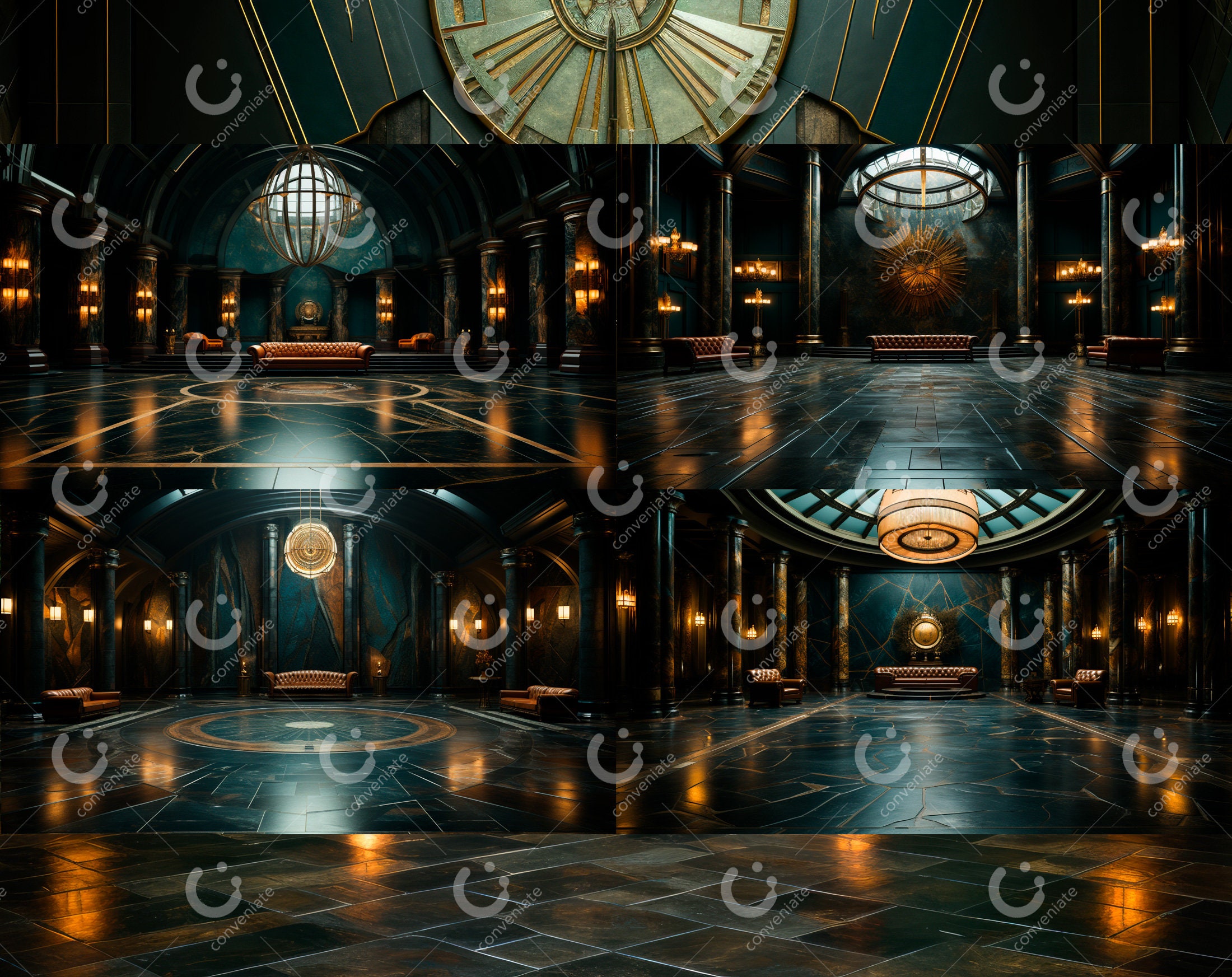 Art Deco Hotel Lobby Backdrops: Vintage Photography (PNG Digital ...