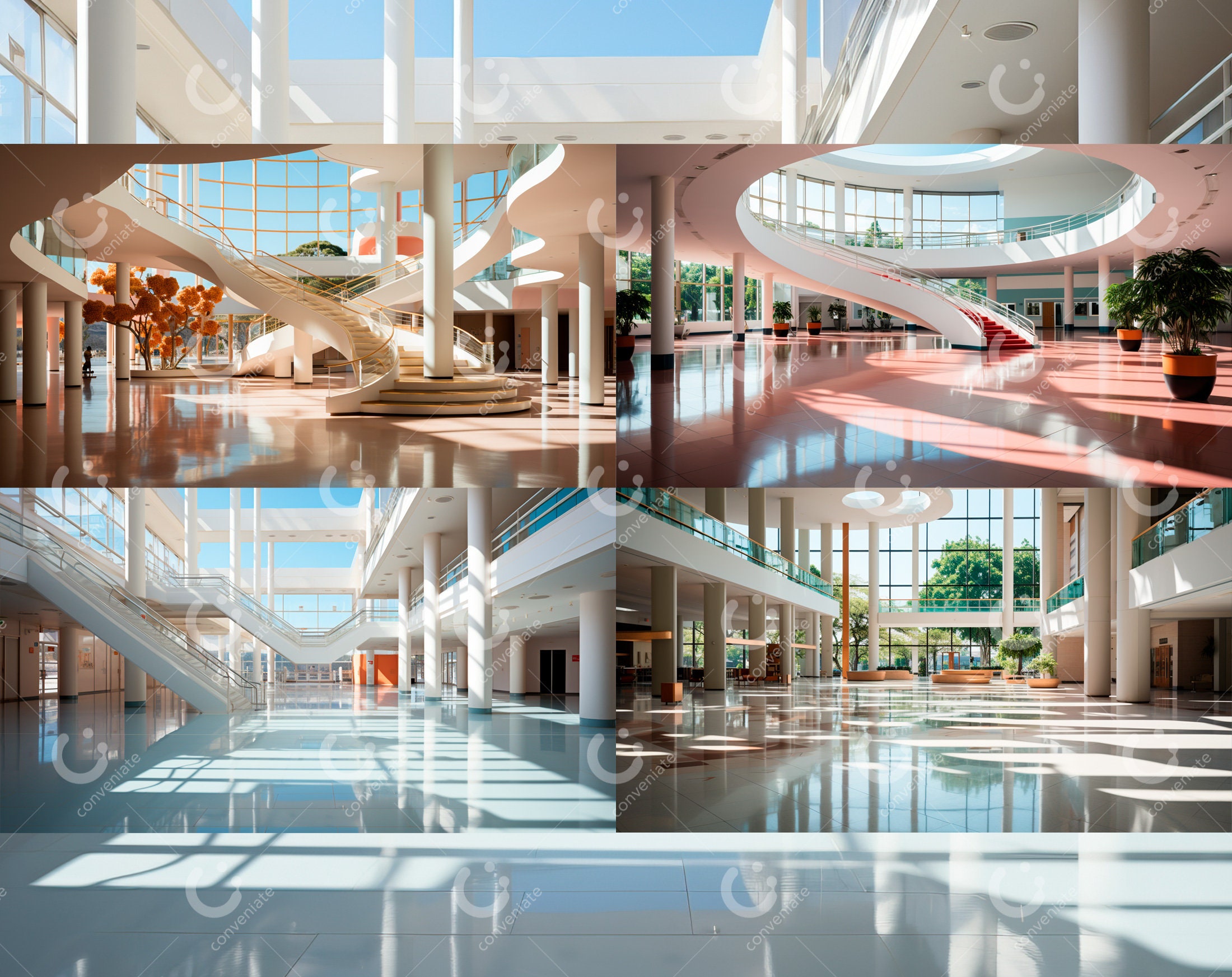 Modern Atrium Photography Backdrop: Office Lobby Digital Image ...