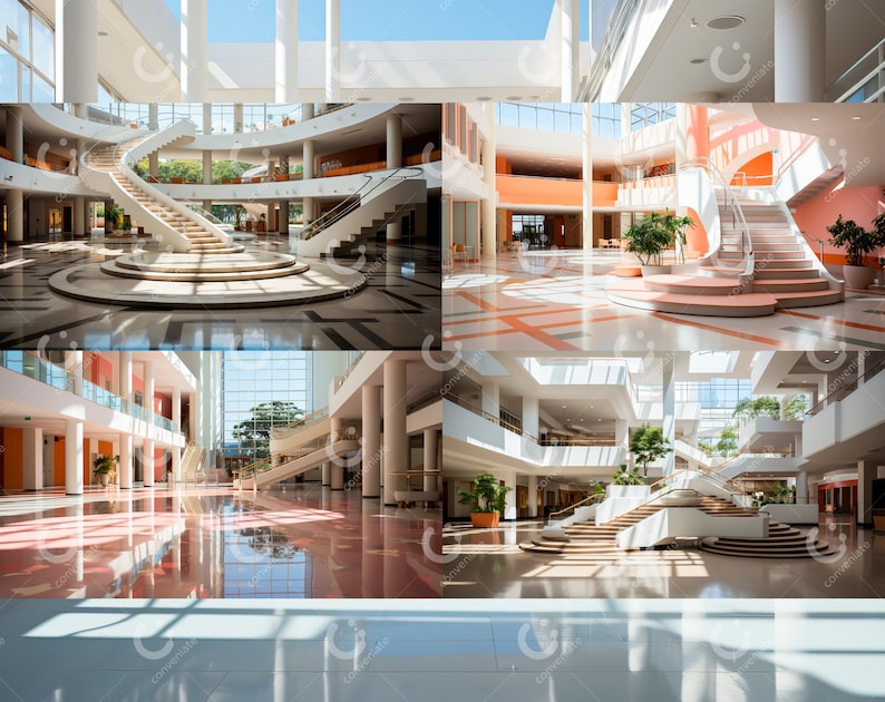 Modern Atrium Photography Backdrop: Office Lobby Digital Image ...