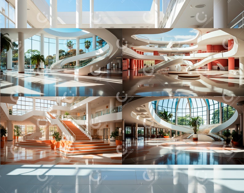 Modern Atrium Photography Backdrop: Office Lobby Digital Image ...