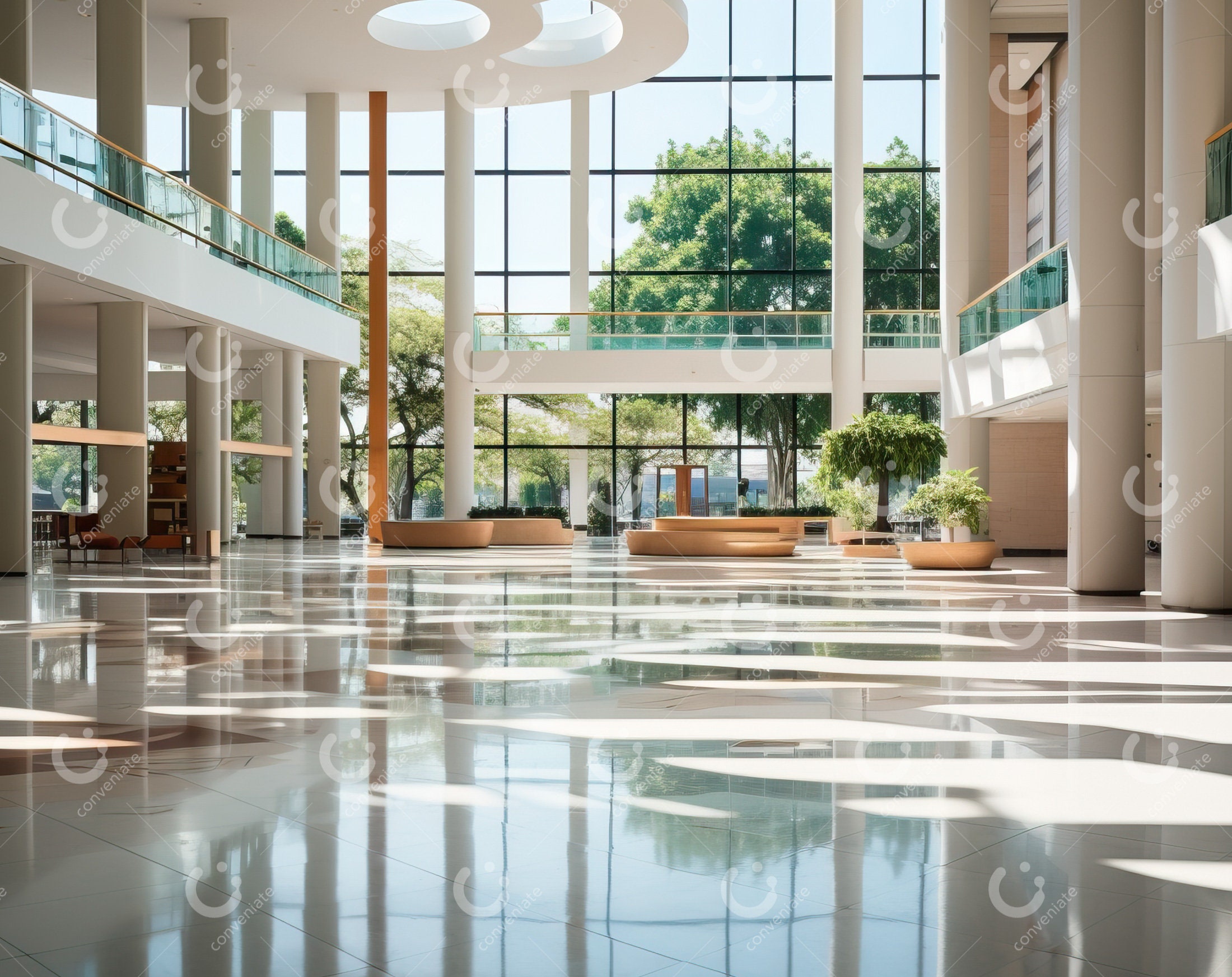 Modern Atrium Photography Backdrop: Office Lobby Digital Image ...