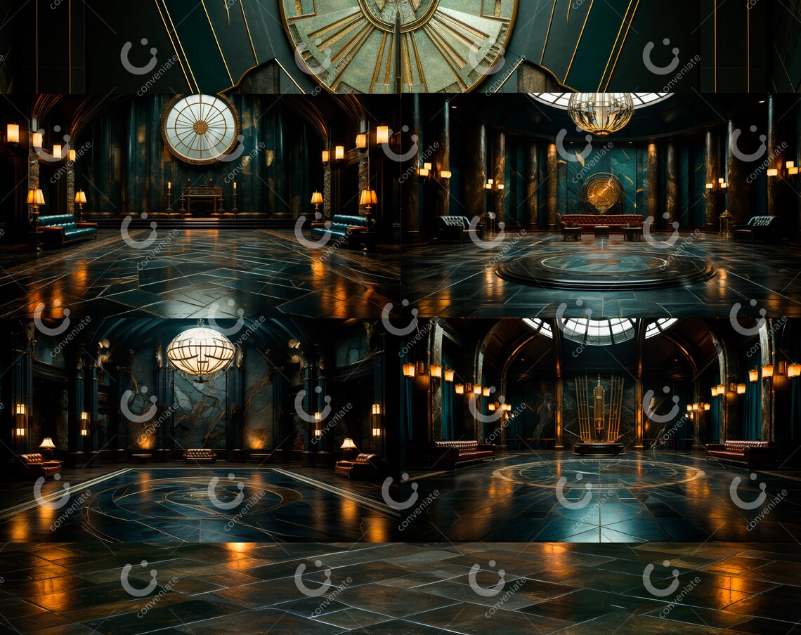 Art Deco Hotel Lobby Backdrops: Vintage Photography (PNG Digital ...