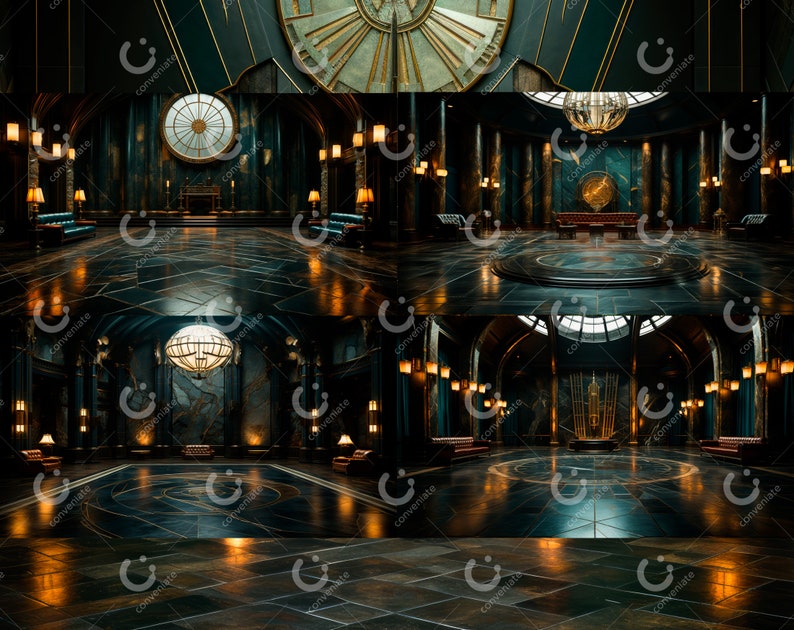 Art Deco Hotel Lobby Backdrops: Vintage Photography (PNG Digital ...